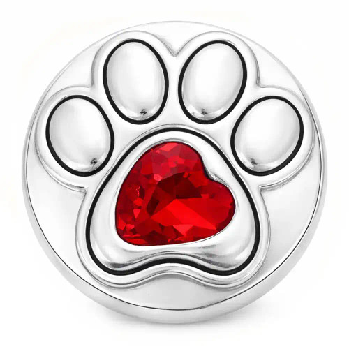 Paw Rhinestone Heart Snap - Red | Snap Jewelry Ginger Charms | SnapAccents