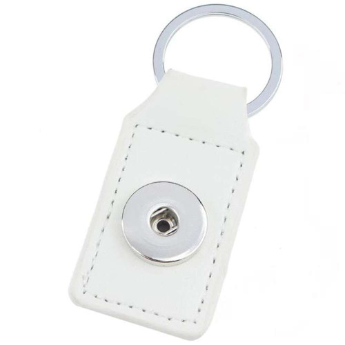 Leather 1 Snap Keychain - White | Snap Jewelry Ginger Charms | SnapAccents