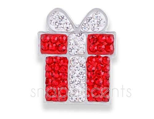 Christmas Present Rhinestone Snap - Red | Snap Jewelry Ginger Charms ...