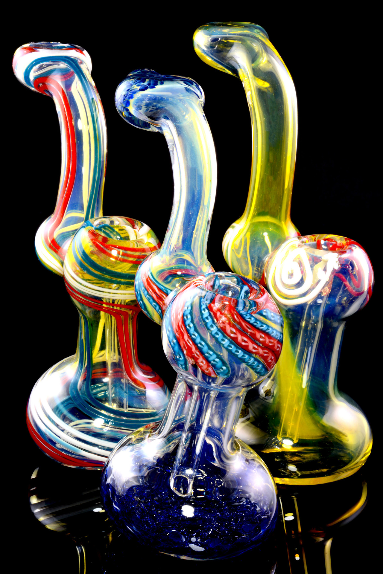 Large Colorful Striped Color Changing Glass Sherlock Bubbler - B1164 ...