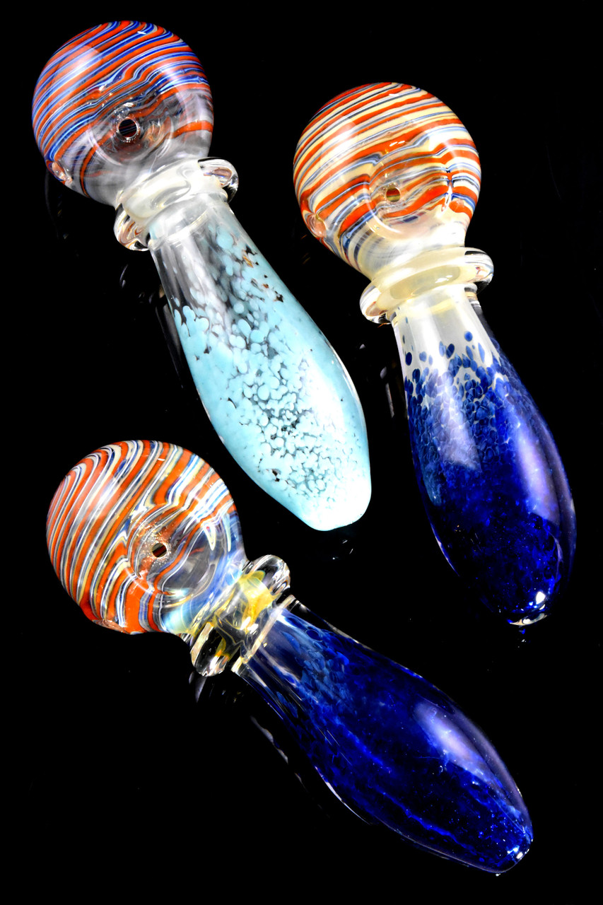 Color Changing Frit Striped Glass Pipe - P2126 | Wholesale Head Shop ...