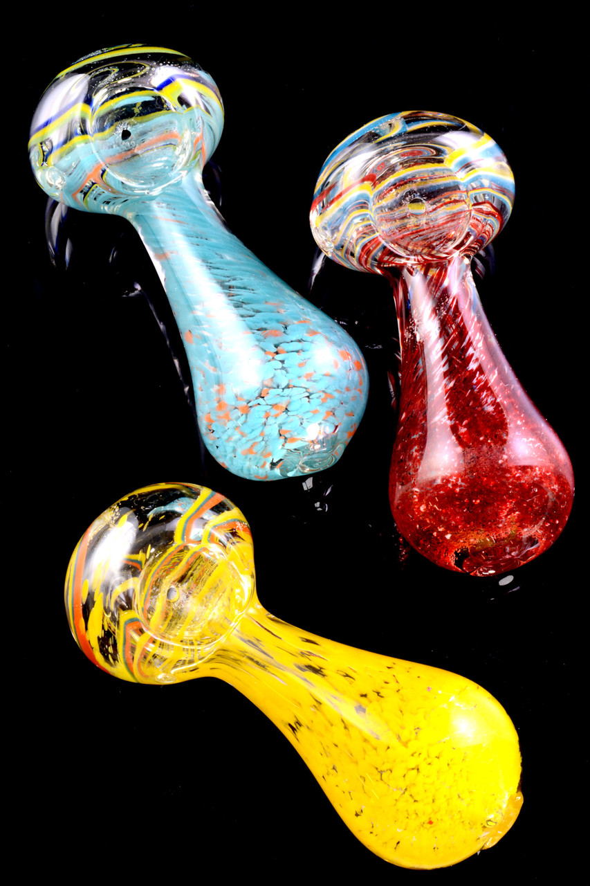 Small Colorful Frit Spiral Striped Glass Pipe P2164 Bulk Head Shop
