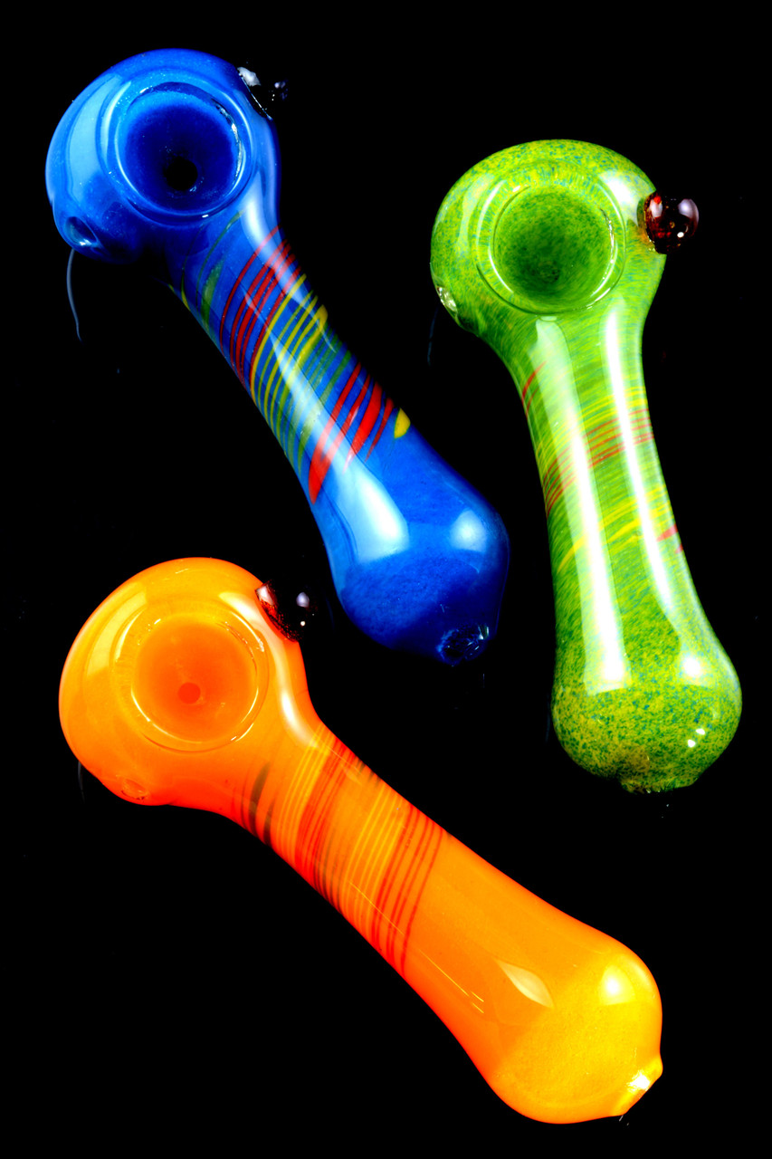Colorful Rasta Swirl Frit Glass Pipe P2351 Wholesale Hand Pipes