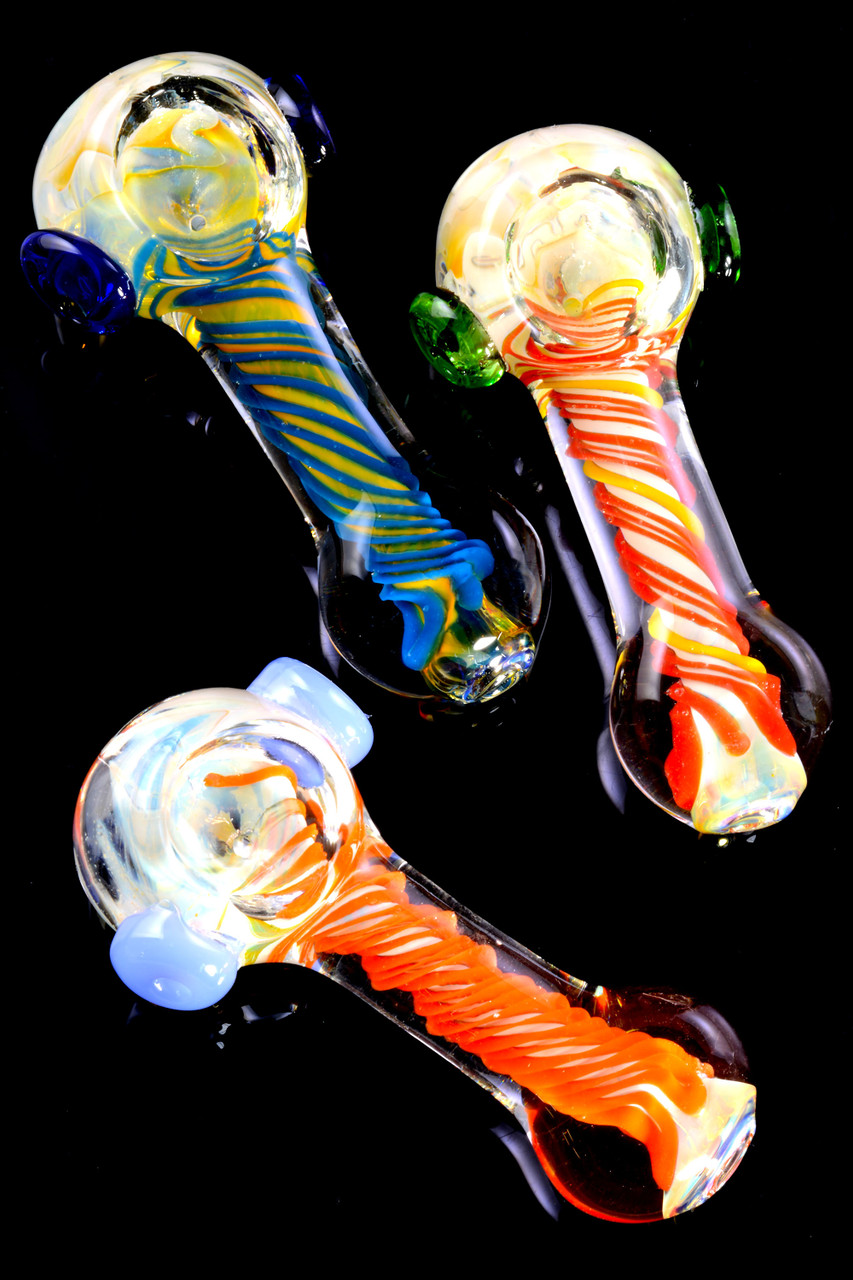 Small Colorful Spiral Striped Fumed Color Changing Glass Pipe - P2464 ...
