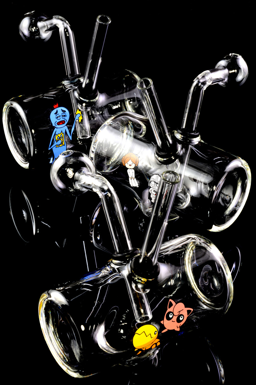 (US Made) Glass Barrel Oil Burner Rig with Decals - OIL120 | Bulk Smoke ...