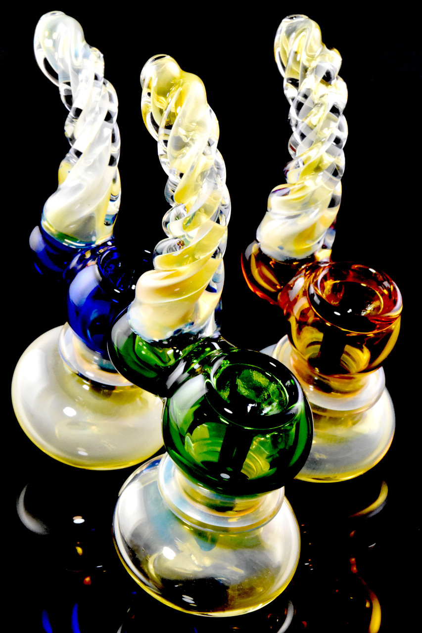 Small Color Changing Twisted Glass Sherlock Bubbler - B1297 | Wholesale ...
