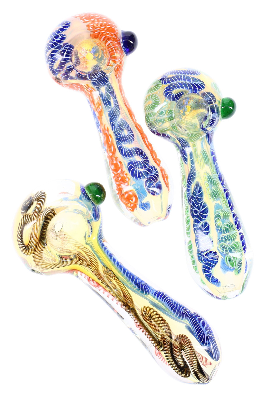 Multicolor Squiggle Striped Color Changing Glass Pipe - P2679 ...