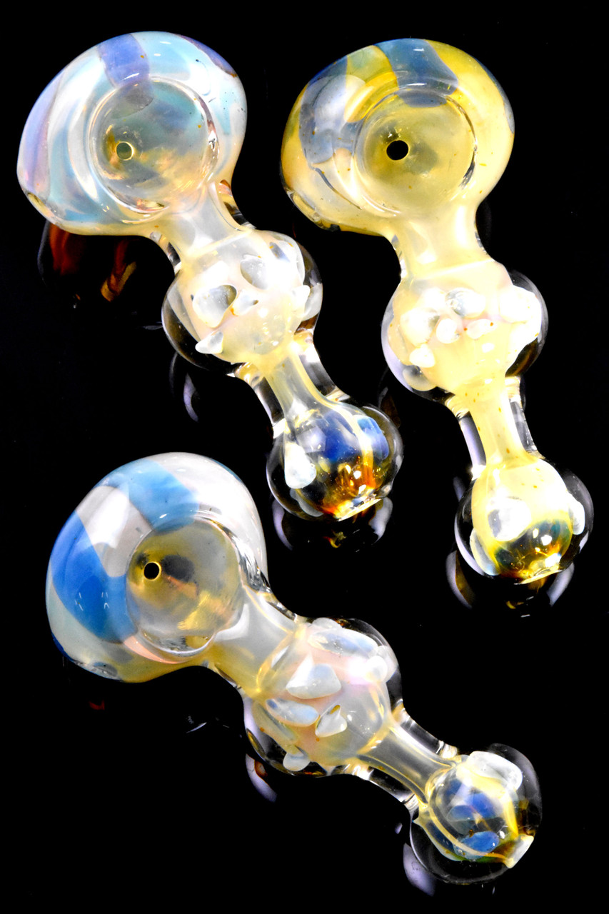 Small Silver Fumed Color Changing Glass Pipe - P2684 | Bulk Spoon Pipes