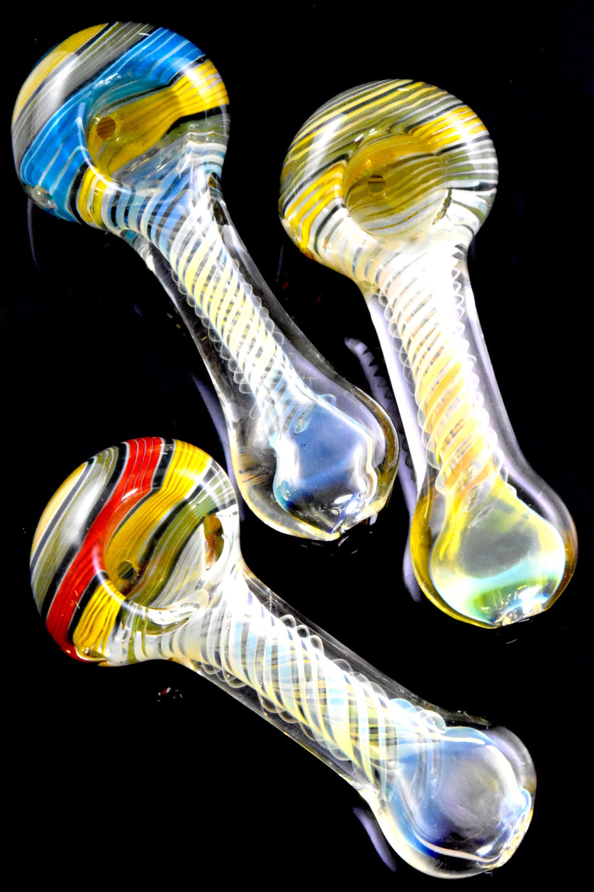 Colorful Spiral Striped Color Changing Glass Pipe - P2693 | Smoking ...