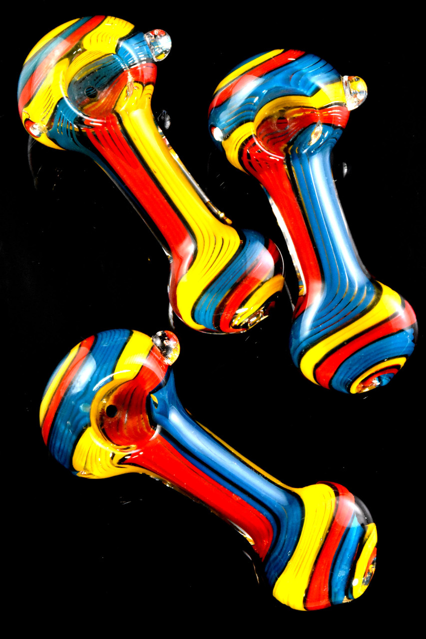 Multicolor Striped Glass Pipe - P2700 | Bulk Spoon Pipes