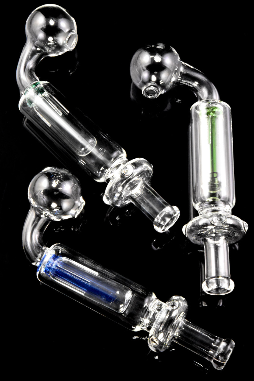 Bent Clear Glass Oil Burner Pipe with Colored Perc - OIL169 | Wholesale ...