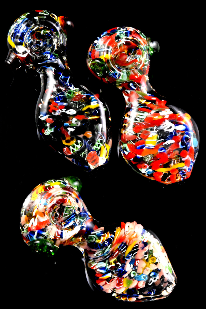 Multicolor Confetti Clear Glass Pipe - P2730 | Wholesale Spoon Pipes