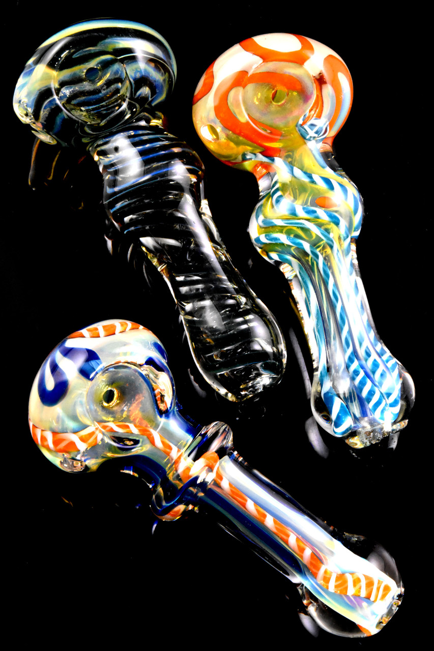 Multicolor Striped Color Changing Glass Pipe - P2733 | Wholesale Spoon ...