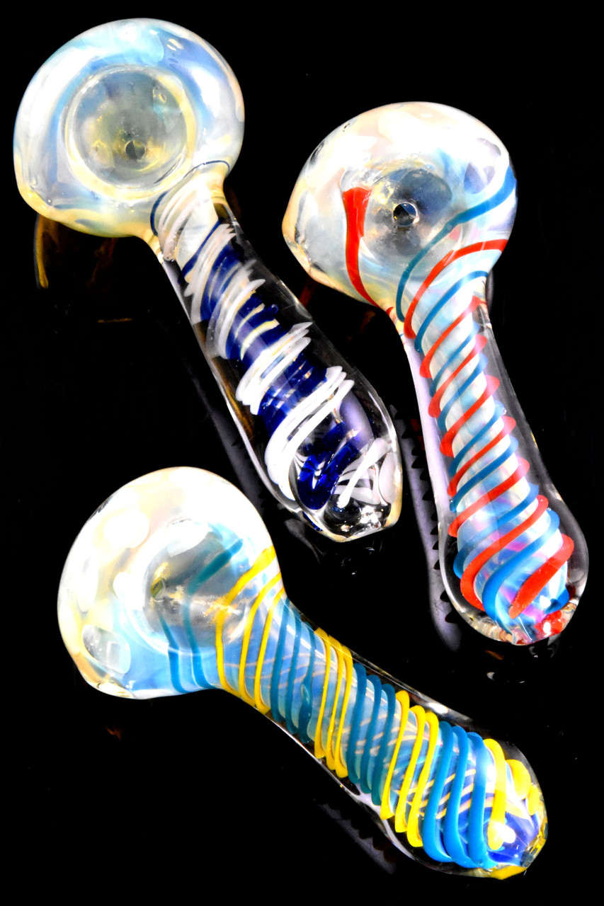 Color Changing Multicolor Swirl Striped Glass Pipe - P2786 | Bulk Hand ...