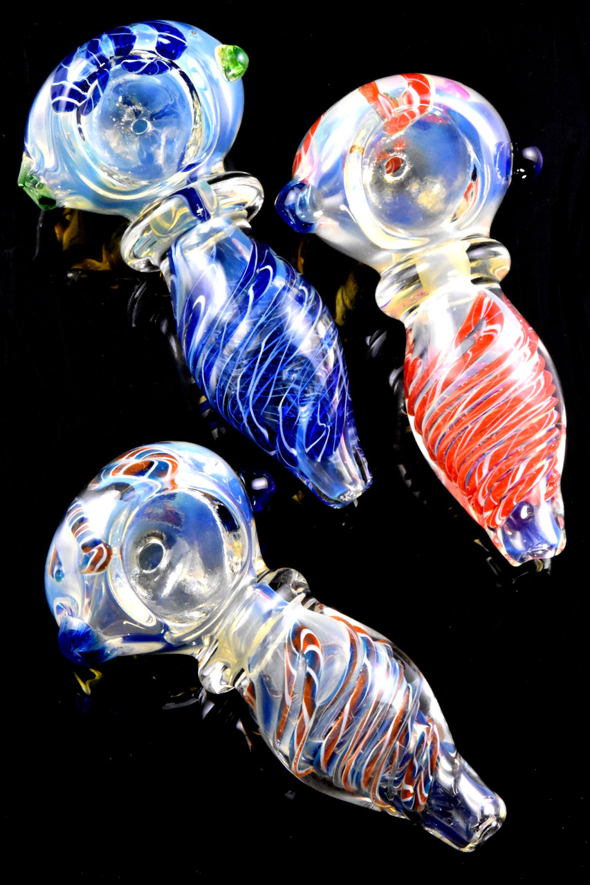 Small Color Changing Swirl Striped Glass Pipe - P2819 | Wholesale Hand ...