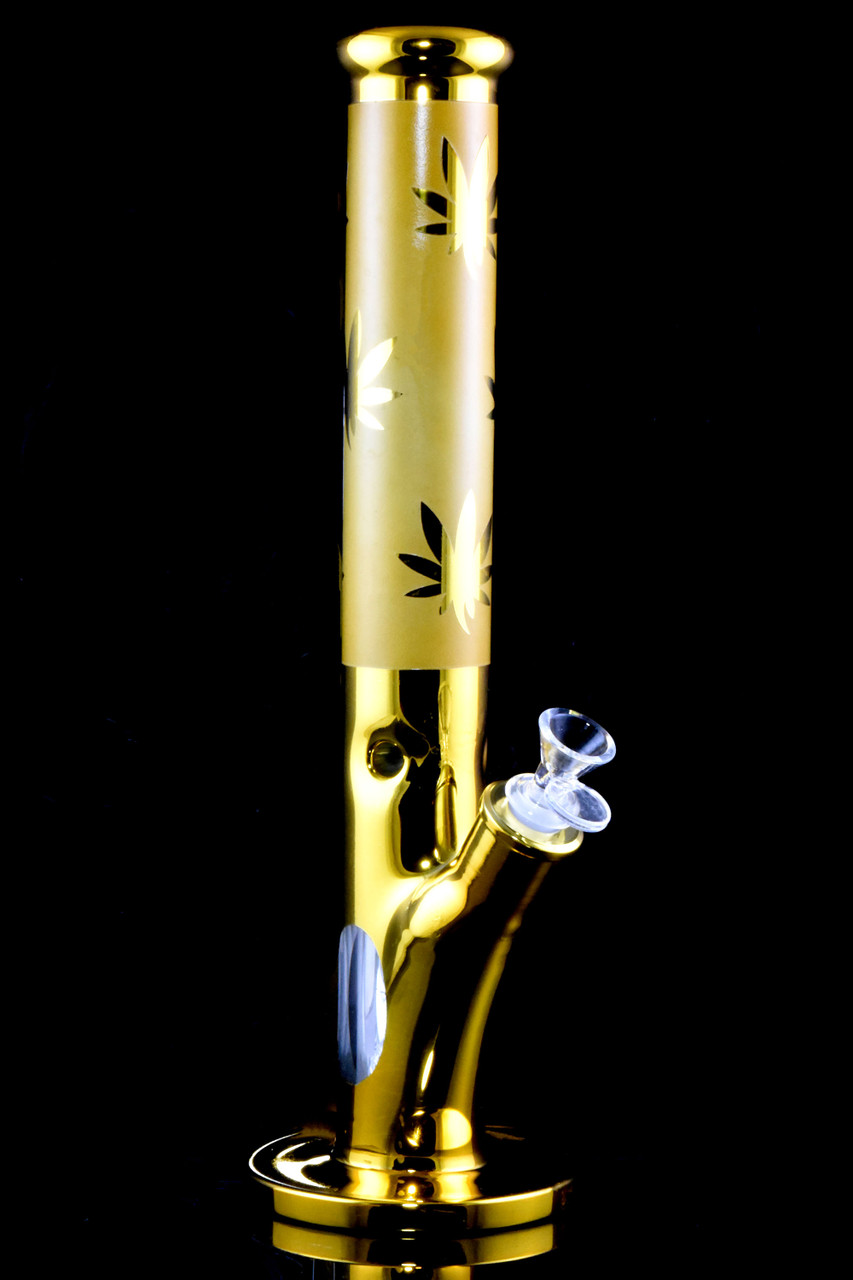 Large Metallic Leaf Glass on Glass Straight Shooter Water Pipe - WP2966 ...