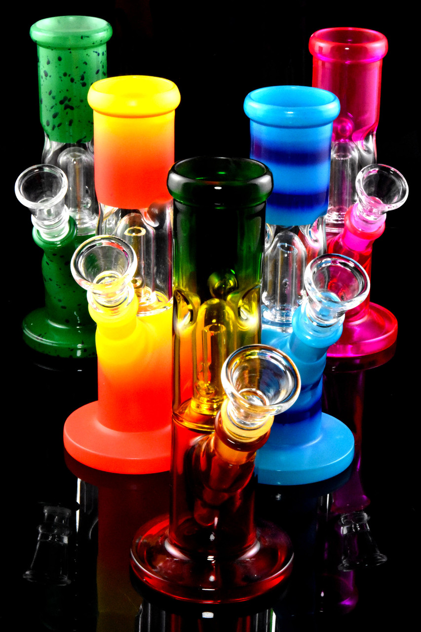 Mini Painted Glass on Glass Straight Shooter Water Pipe with Dome Perc ...