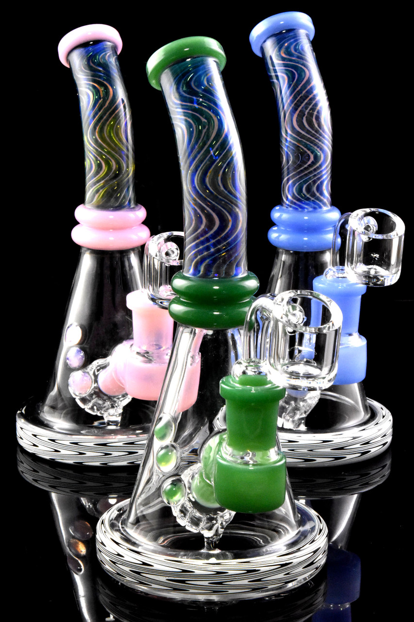 Small Stemless Gold Fumed Swirl GoG Beaker Dab Rig with Showerhead Perc ...