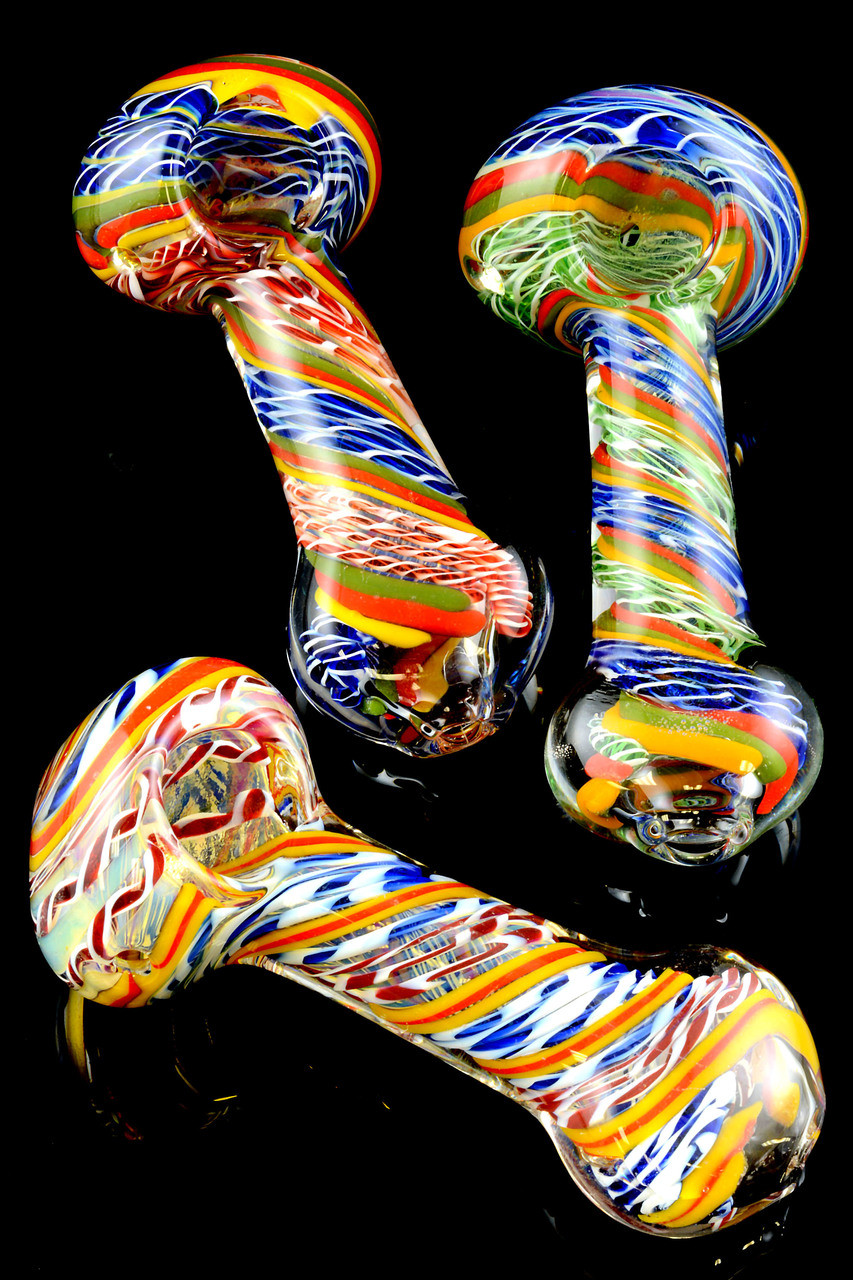 Colorful Striped Glass Pipe - P1397 | Bulk Hand Pipes