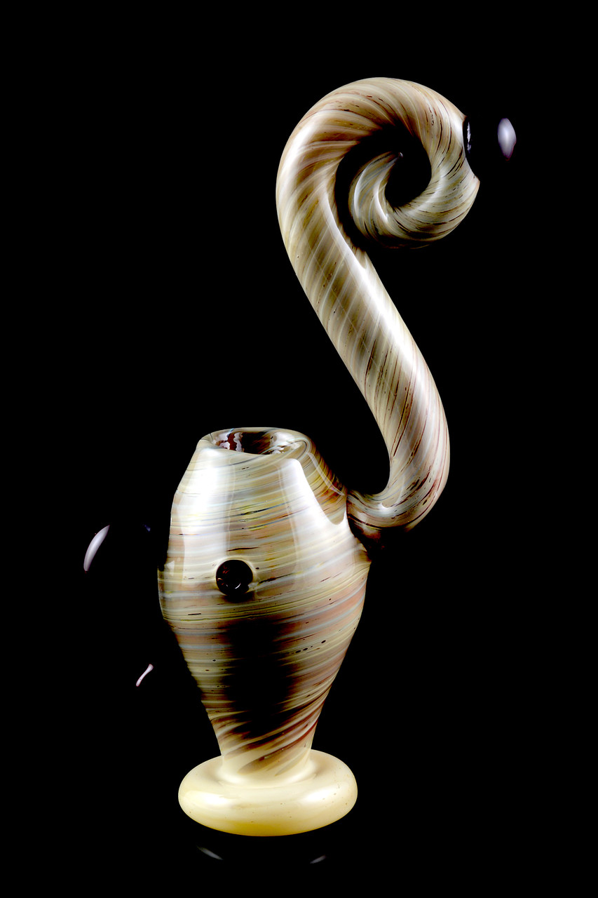 Large Swirl Reverse Sherlock Glass Bubbler - B0973