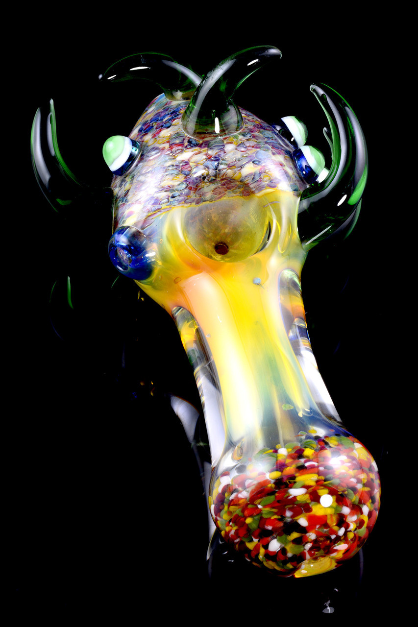 Thick Color Changing Confetti Frit Spiked Glass Pipe - P1620 | Bulk ...