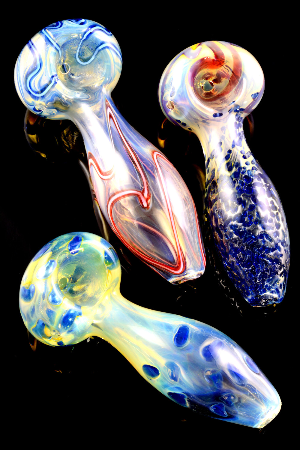 Color Changing Striped Glass Pipe - P2201 | Wholesale Dry Herb Pipes