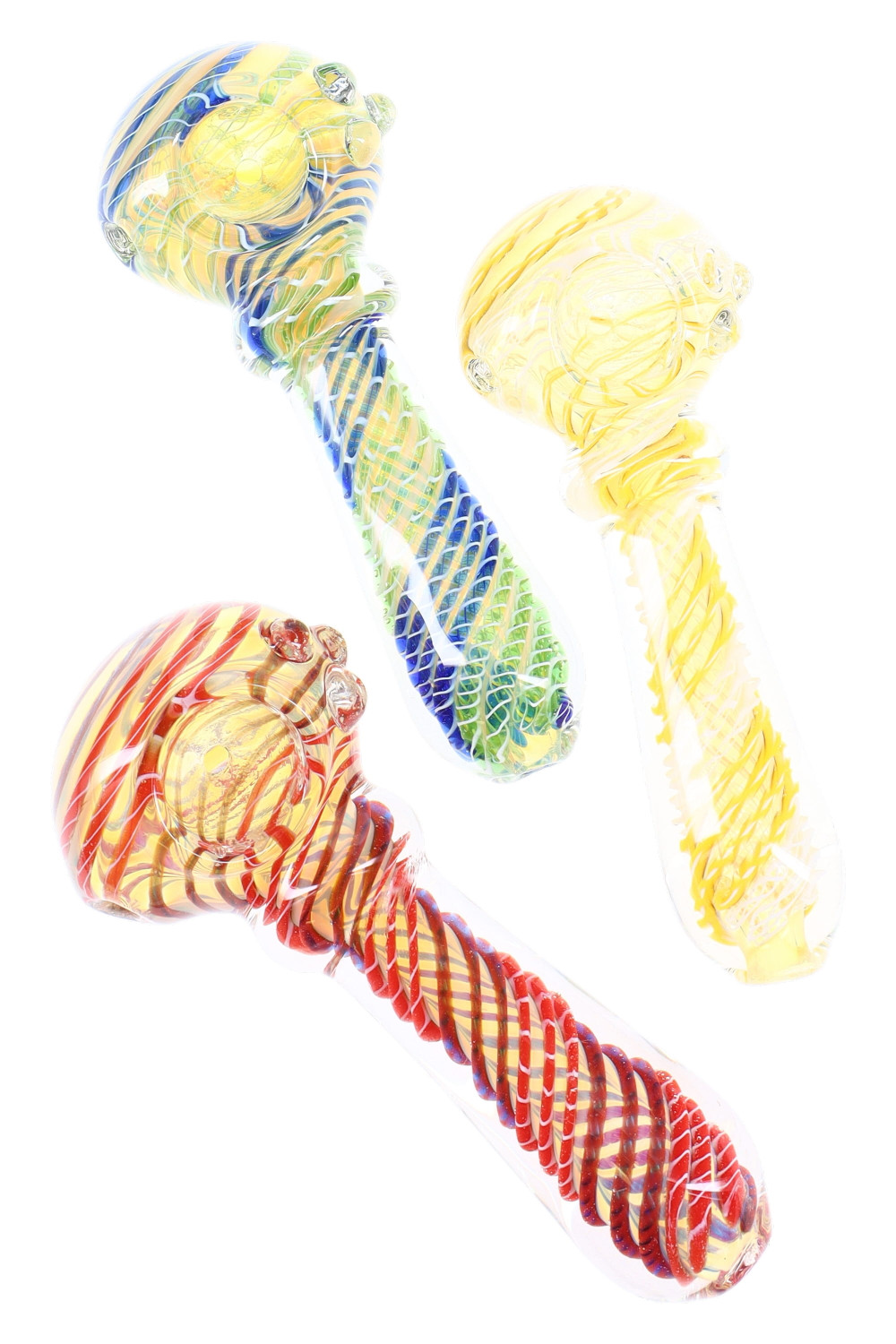 4" Color Changing Spiral Striped Ring Glass Pipe | Wholesale