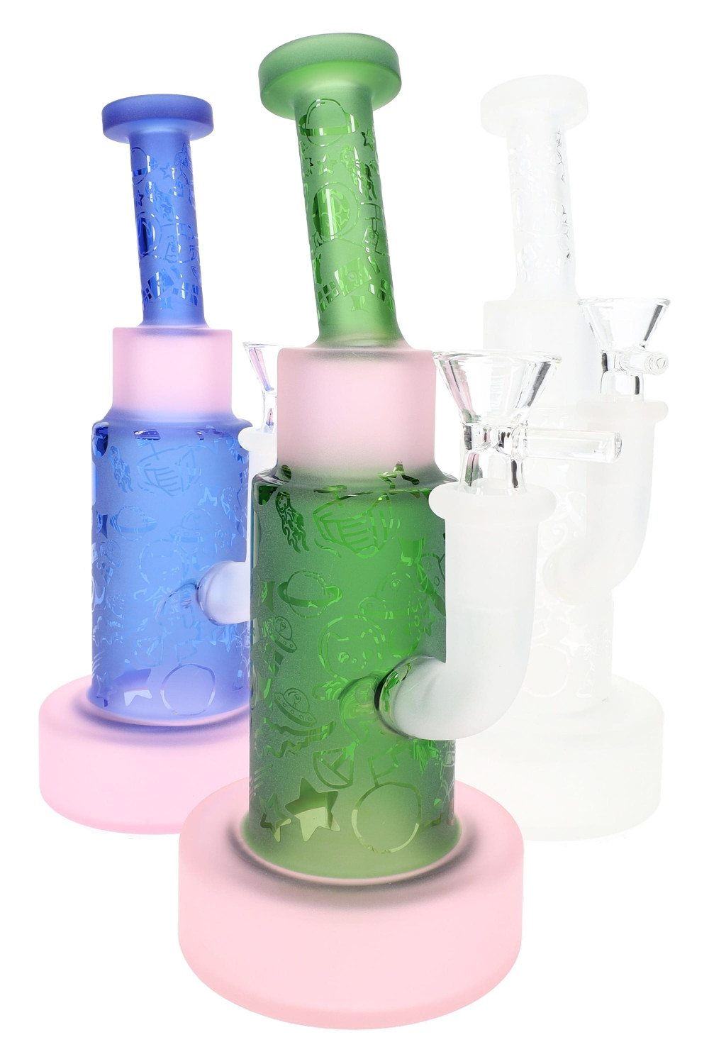 9" Frosted Space Water Pipe w/ Showerhead Perc | SPS Wholesale