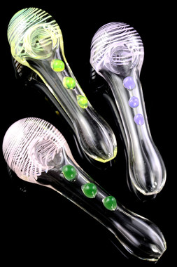 Clear Neon Striped Glass Pipe - P2000 | Wholesale Dry Herb Pipes