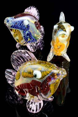 Color Changing Striped Glass Fish Pipe - AP261 | Wholesale Animal Pipes