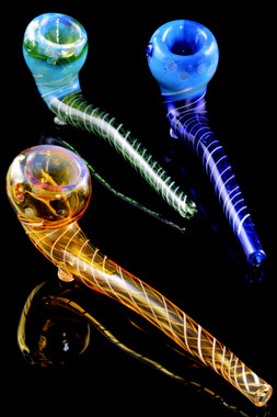 Small Colored Spiral Stripe Sherlock Glass Pipe - P2153 | Bulk Mini ...