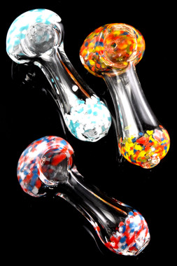 Small Confetti Frit Clear Glass Pipe - P2691 | Wholesale Cheap Pipes