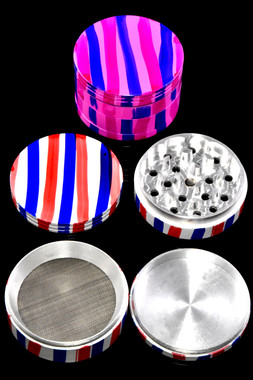 4 Part Multicolor Painted Stripe Aluminum Grinder - G0440 | Bulk Head ...