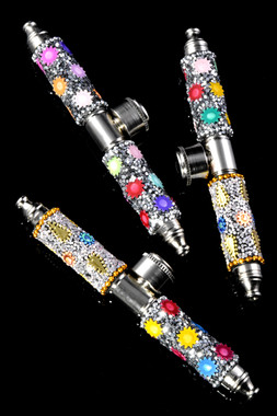 Colorful Bedazzled Double Mouth Metal Pipe with Cap - MP235 | Wholesale ...
