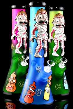 Large 7mm Thick R&M Zombie Multicolor Glass on Glass Beaker - WP2765