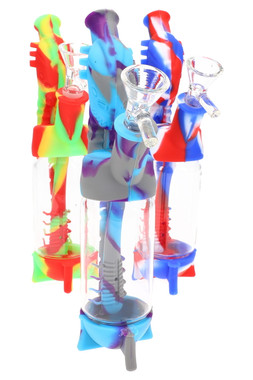 8" Silicone/Glass Alien Water Pipe | SPS Wholesale