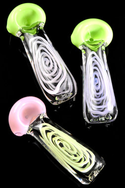 Clear Glass Slime Spiral Striped Pipe - P2804 | Bulk Head Shop Inventory