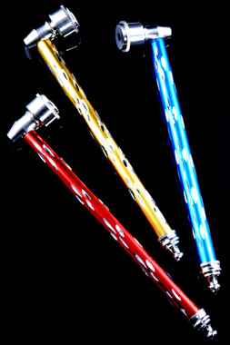 Long Diamond Cut Metal Pipe with Cap - MP251 | Bulk Metal Smoking Pipes