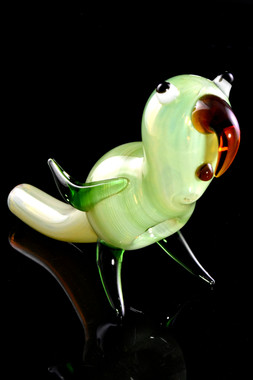 Silver Fumed Glass Parrot Pipe - AP291 | Wholesale Animal Pipes