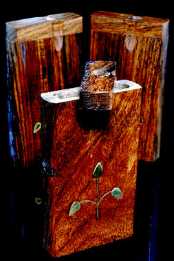 Large Dark Metal Design Wood Dugout - W0266 | Bulk Smoke Shop Inventory