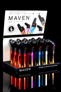 15 Pc Maven Alpha Chrome Torch Lighter Display - L0258 | Bulk Smoke ...