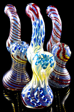 Medium Color Changing Multicolor Striped Glass Sherlock Bubbler - B1428 ...