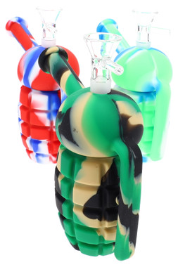 Small Multicolor Silicone Grenade Water Pipe - WP3052 | Bulk Rubber Bongs
