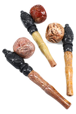 6" Heavy Multicolor Carved Stone Pipe - W0289 | Wholesale Smoking ...