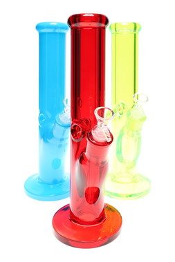 12" Colored 9mm Thick Glass on Glass Straight Shooter Water Pipe ...