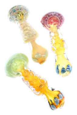 3.5" Fumed Color Changing Frit Dotted Glass Pipe - P3068 | Bulk ...