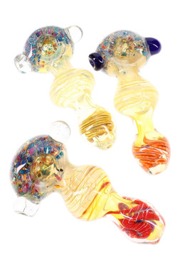 5" Thick Color Changing Confetti Frit Glass Pipe - P3097 | Wholesale ...