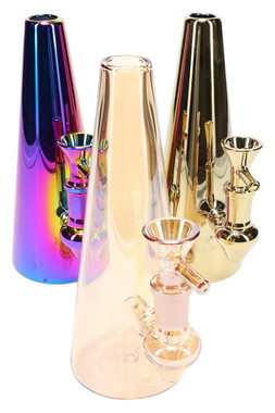 7" Stemless Metallic Glass on Glass Cone Water Pipe - WP3189 ...
