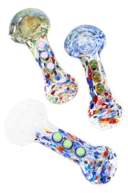 4" Colorful Confetti Clear Glass Pipe - P3183 | Bulk Hand Pipes for Resale