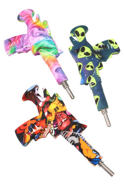 6" Decal Silicone Ray-Gun Dab Straw Wholesale – P3215